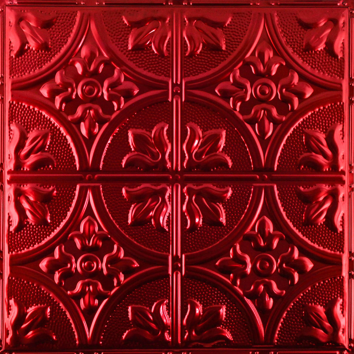 Tin Ceiling Tiles | Pattern 102 | Fleur-De-Lis 12in. | Candy Red ...